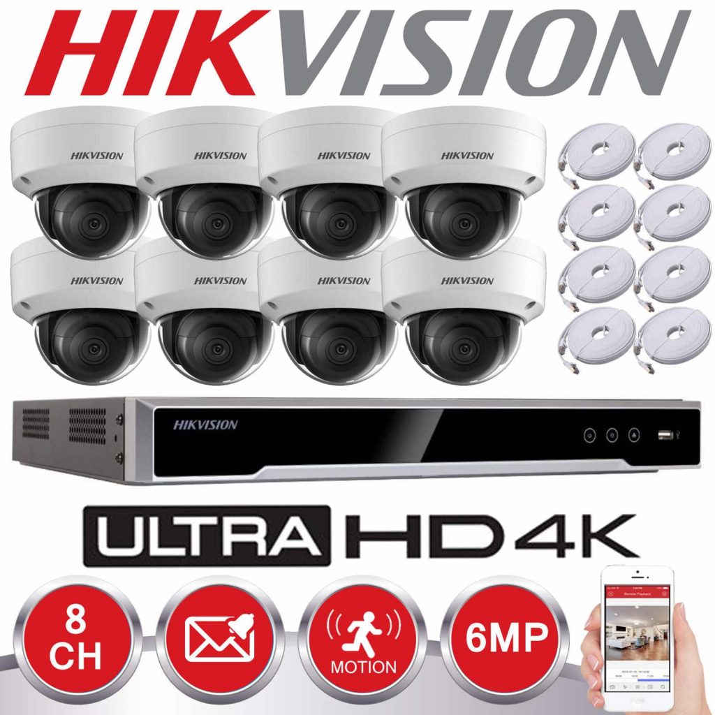HIKVISION 6MP CCTV SYSTEM POE IP 8CH 8MP 4K NVR UHD DOME OUTDOOR VANDAL ...