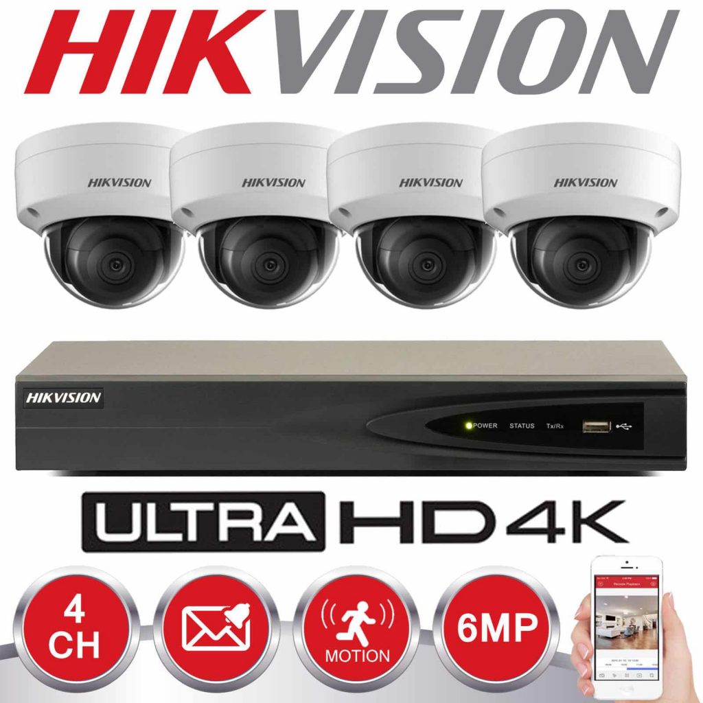 HIKVISION 6MP IP POE SYSTEM 4K UHD 4CH CHANNEL NVR CCTV DOME VANDAL ...